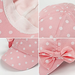 AMIYAN Toddler Sun Hat Girls Summer Cap Polka Dot Bow-tie Beach Hat Baseball Caps UPF 50+ UV Protection