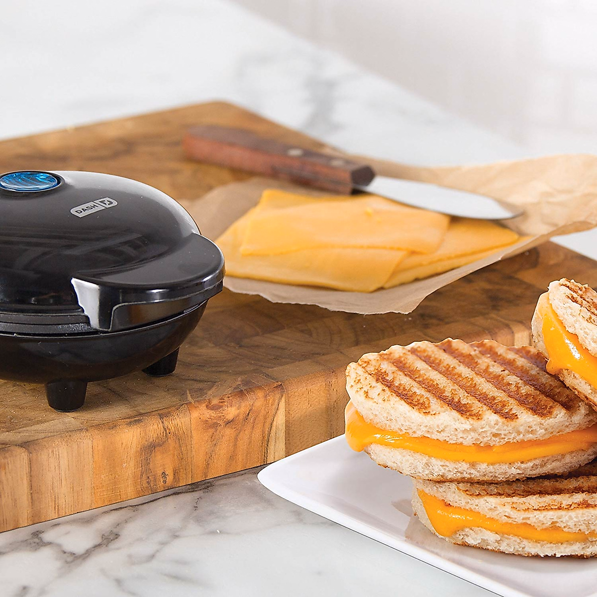 DASH DMS001WH Mini Maker Electric Round Griddle, White & Mini Maker Portable Grill Machine + Panini Press with Recipe Guide - Aqua