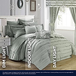 Chic Home Hailee 24 Piece Comforter Set Complete Bed in a Bag Pleated Ruffles and Reversible Print with Sheet Set and Window Treatment, Queen Silver,CS1966-AN