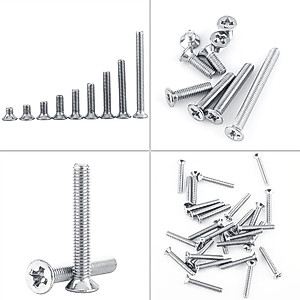 100Pcs/Bag M3 Machine Screws,9Types M3 Flat Head Stainless Steel SS304 Machine Countersunk Screw Bolt Fastener(M3x8)