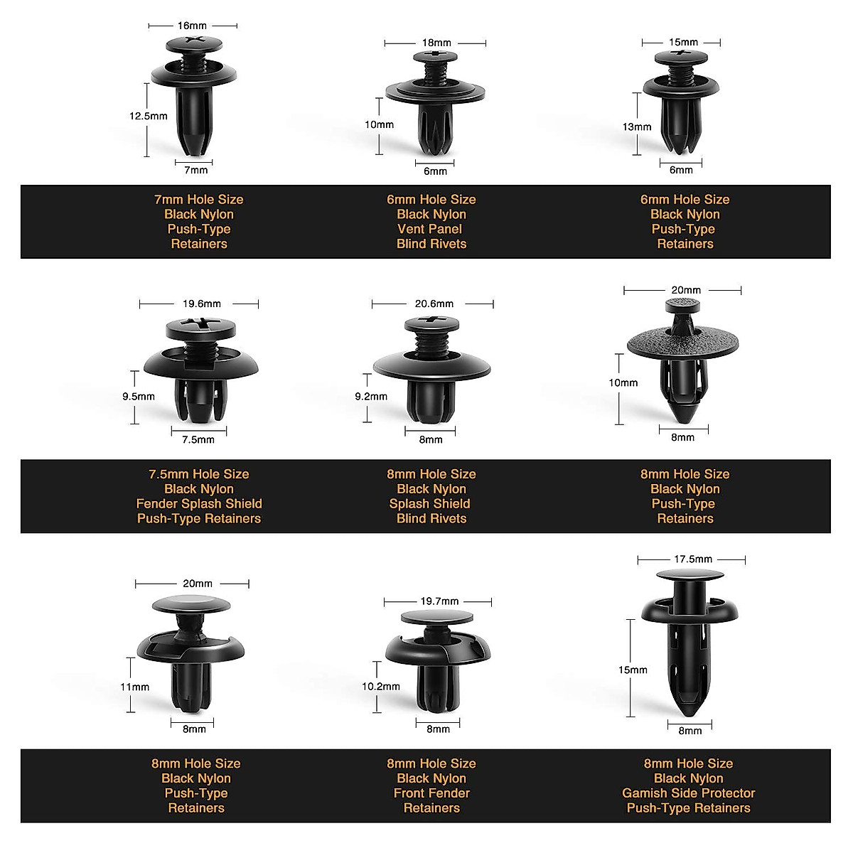 GOOACC 190 Pcs Car Retainer Clips & Fastener Remover - 18 Most Popular Sizes & Applications Auto Push Pin Rivets Set -Door Trim Panel Clips for Toyota, Honda, Nissan, Mazda - Bonus Fastener Remover