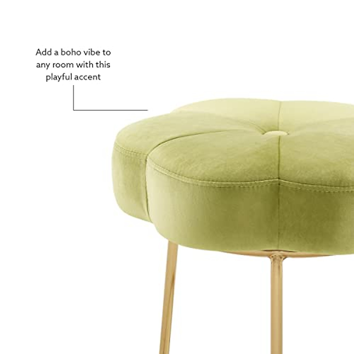 Linon Light Green and Gold Vanity and Accent Talulah Stool