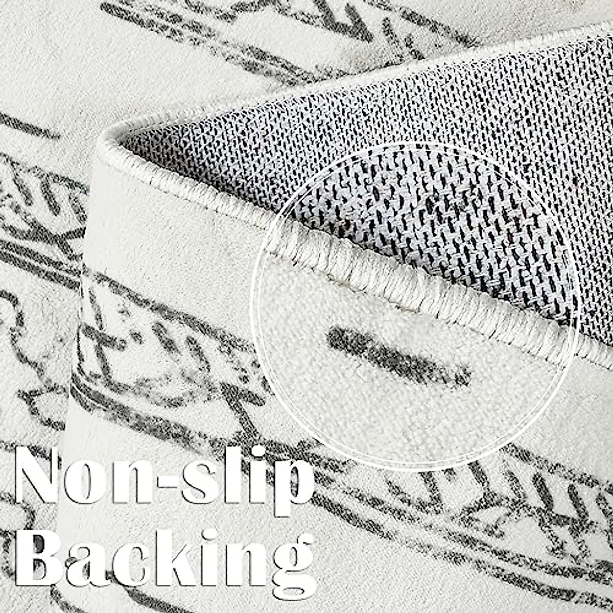 jinchan Area Rug 5x7 Rug Washable Boho Bedroom Rug Indoor Floral Print Carpet Distressed Thin Rug Accent Rug Lightweight Living Room Dining Room Kitchen Grey On Cream