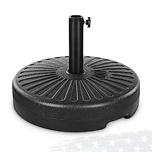 FRUITEAM 48lbs Outdoor Fillable Plastic Patio Umbrella Base, Heavy Duty Market Table Umbrella Base Weighted Stand, 1.49-inch Thickened Steel Pole Holder for 6-9Ft Straight-Pole Garden Umbrellas