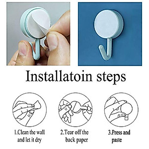 Sticky-Hooks Adhesive Hangers Bathroom Kitchen - Zhiweikm 10 Pack Adhesive Color Sticky Hooks Key Hook for Walls Damage Free, Waterproof Utility Hook for Kitchen and Bathroom (White+Black)