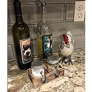 Mason Jar Salt and Pepper Shakers Set with Wood Caddy, Easy to Clean & Refill for Farmhouse Kitchen Table, Rustic Home Decor and Gifts