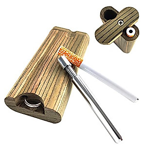 Portable Wooden Box, Natural Wood Grain Rotating Design with 4 Accessories