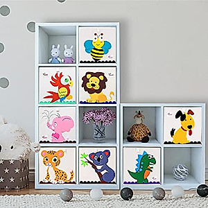 SITAKE 2 Pcs Foldable Animal Toy Storage Box/Bin/Cube, Collapsible Storage Organizer Chest Basket Container for Kids, Toddlers, Boys and Girls(13 x 13 x 13 Inch, Lion & Bee)