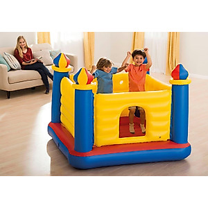 Intex Jump-O-Lene Castle, Kids Inflatable Bounce House for Ages 3-6, Indoor/Outdoor 69" L x 69" W x 53" H Trampoline Casle Bouncer, Wholesalehome Beach Ball Included