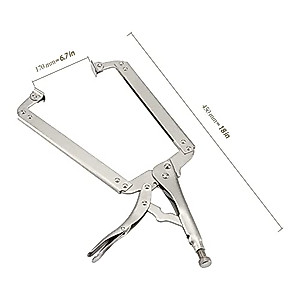 HEIHAK 3 Packs 18 Inch Large C Clamp Locking Pliers with Swivel Pads, Heavy Duty Vice Grip Clamp Set, Adjustable Welding Clamps Tools for Woodworking Welding