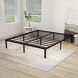 Nightell 14 Inches California King Platform Bed Frame, 2500 lbs Heavy Duty Steel Slat Support, Noise Free No Box Spring Needed, Easy Assembly Black