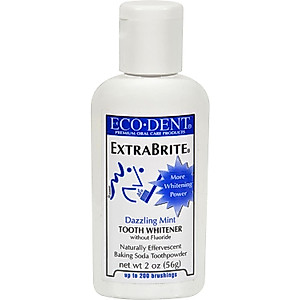 Eco-Dent ExtraBrite Baking Soda Toothpowder, Mint - Fluoride-Free Toothpaste Powder, SLS-Free Tooth Powder with Oxidizing Calcium Peroxide, Whitening Toothpaste Alternative, 2 Oz