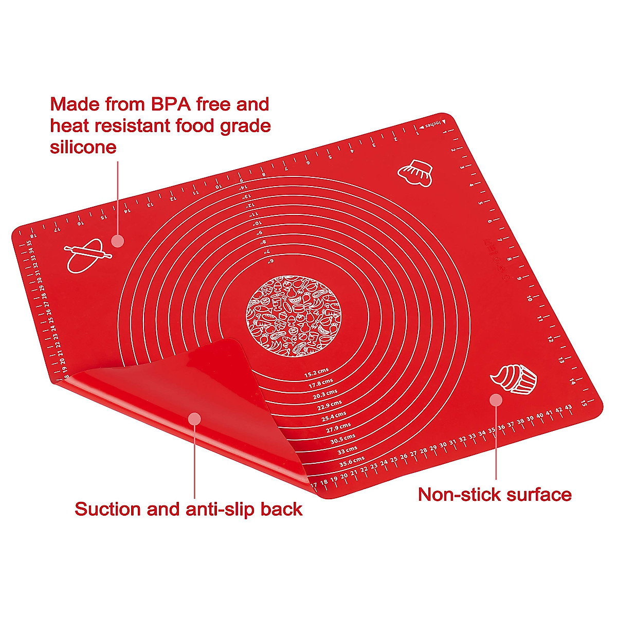 POPCO Pack of 3 Silicone Baking Mats Set, Cooking Mats Professional Non-Stick Liner for Making Cookies, Macarons, Bread and Pastry (Multicolor)