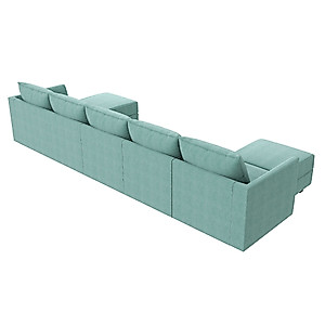 HONBAY Orage U Shape Corner Sectional Sofa Set, Aqua Blue