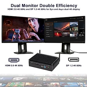VENOEN Fanless Mini PC 6 Core i7 10710U with Win 11,Dual LAN Silent Portable Computer,HD 2.0/DP 4K Display,RS232 COM,USB-C,WiFi,BT 5.1,16GB DDR4 512GB M.2 SSD