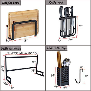 Ctystallove Dish Drying Rack Over Sink Kitchen Supplies Storage Shelf Countertop Space Saver Display Stand Tableware Drainer Organizer Utensils Holder Stainless Steel, Black