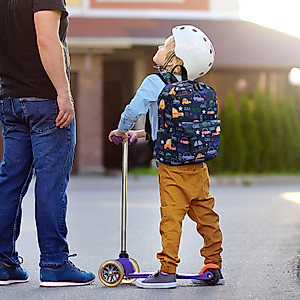 Zicac Children's Cute Canvas Backpack Toddler Backpack (M, Blue Car)