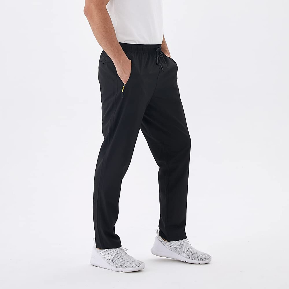 Rapoo Hiking Pants Men Men's Casual Workout Athletic Sweatpants Joggers Pants Elastic Waist Jogging Running Pants for Men with Zipper Pockets 05 Black 3XL