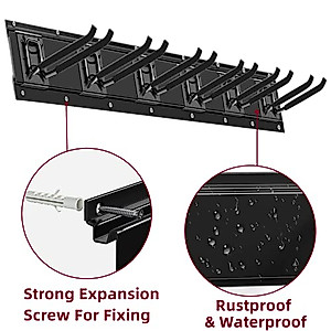 Nisorpa 9Pcs Garage Tool Storage Rack, Wall Mount Garden Tool Organizer Adjustable Tool Holder 48 Inch Storage System, Max Load 400 lbs for Trimmers, Broom, Mop, Rake Shovel, Hoses (6 Hooks, 3 Rails)
