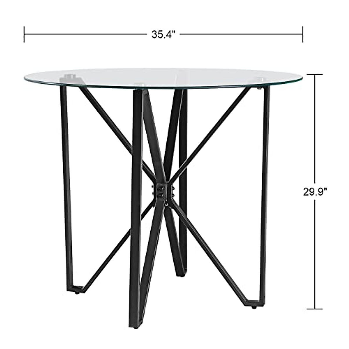 WISOICE Dining Table Round Glass Kitchen Dining Room Table with Tempered Glass Top and Metal Frames, Modern Circle Dinner Table for Small Spaces Living Room