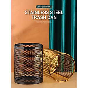 QOBIMOON Mesh Wastebasket Round Mesh Stainless Steel Wastebasket Trash Can Recycling Bin for Home, Office, Bathroom, Bedroom & Kitchen, 3.5 Gallon / 12L, 11" H x 10" D Garbage Can -Rainbow Color