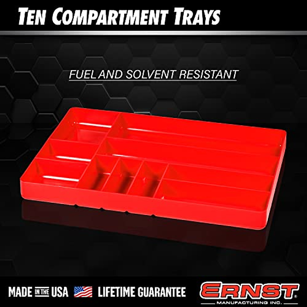 ERNST Tool Garage Organizer Tray, Orange, 10-Compartments