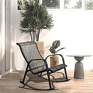Grand patio Outdoor Mesh Sling Rocking Chair, Steel Rocker Chair Seating Outside for Front Porch, Garden, Patio, Backyard (Black&Grey Plaid 1PC)
