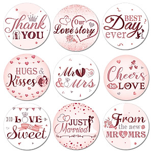 Crtiin 504 Pieces Round Wedding Stickers Pink Wedding Candy Stickers Labels Wedding Chocolate Drop Kisses Sticker Bulk for Envelope Gift Wrapping Mini Decor Bridal Shower Party Supplies