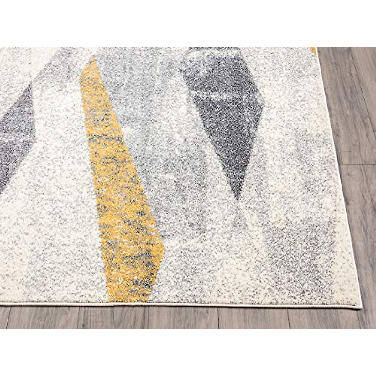 Abani Geometric Distressed Turkish Area Rug, Laguna Collection Grey & Yellow Modern Style 5' 3" x 7' 6" Accent Rug Rugs