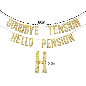 Goodbye Tension Hello Pension Banner - Retirement Party Sign,Retirement Party Decorations,Funny Retirement Banner,Retired Retiring Photo props
