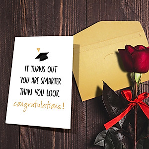 Nchigedy Funny Graduation Card for College High School, Humorous Grad Card for Him Her, Congratulations Graduation Card for Son Daughter, You Are Smarter Than You Look