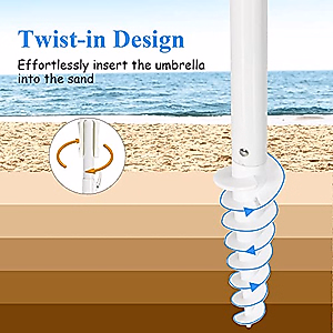 TANGKULA 8FT Beach Umbrella, Portable Beach Umbrella W/Sand Anchor & Tilt Mechanism, 16 Sturdy Fiberglass Ribs, Outdoor Sunshade Umbrella W/Carrying Bag for Garden, Patio, Beach, Outdoor (Blue)