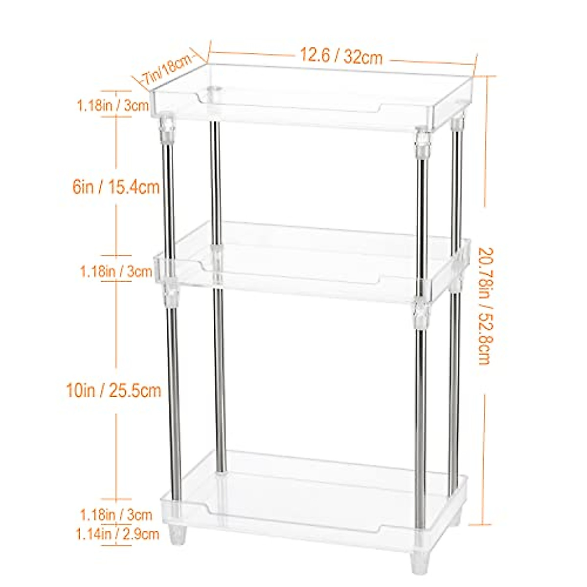 Argox Bathroom Organizer Countertop, Bathroom Finishing Countertop, Countertop Storage, Counter Storage, Storage Under The Sink,Transparent Bathroom Shelf