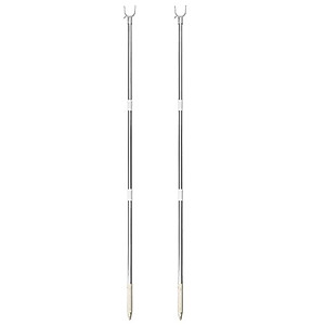 Pole 2pcs Clothes Reach Poles Retractable Clothes Drying Fork Stainless Steel Clothesline Rod Pole Wardrobe Hook Adjustable Reaching Pole for Balcony Closet Reach Tool