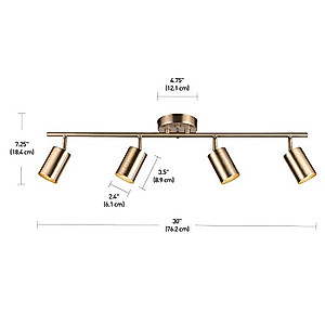 Globe Electric Pratt 4-Light Track Lighting, Matte Brass, Gold