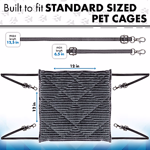 2 Brothers Wholesale Ferret Hammock for Cage - Plush Double Bunk Bed Hanging Clips - Perfect for 2 or More Small Pets! (Rats, Ferrets, Hamsters, Guinea Pigs, Chinchillas & Squirrels) - Black