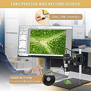 Amscope UTP200X003MP Digital 2MP USB Microscope, 10X-200X Magnification, Built-In Eight LED Light Source, Table Stand, Includes Software CD, Black
