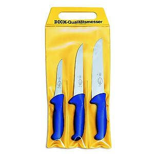 F. DICK - ErgoGrip Boning Knife - Butcher knife set (3 pieces) - Stainless steel & 56 HRC - Ideal for deboning meat - Stainless steel - Ultra sharp - NSF Certified - Robust handle - Made in Germany