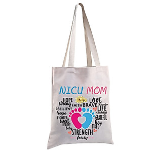 MBMSO NICU Mom Gifts Preemie Mom Gifts NICU Gifts for Mom Tote Bag NICU Awareness Gift for Mommy Premature Birth New Mom Gift (NICU MOM TB)