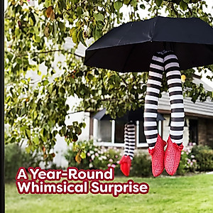 Kangaroo Wicked Witch Legs Decoration – Halloween Witch Legs for Wreath, Yard Stake – Upside Down Witches Legs for Spooky Party, Lawn, Garden – Hidden Funny Witch Décor –1 Pair (18 inches)