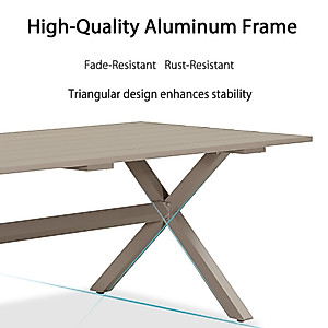 PURPLE LEAF 7 Pieces Outdoor Dining Set with Patio Aluminium Dining Table and Wicker Rattan Chairs Modern Furniture Cushions Sets for Backyard Indoor Decor Kitchen Champagne