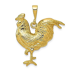 IceCarats 14K Yellow Gold Rooster Necklace Bird Pendant Charm Only
