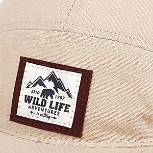 5 Panel Snapback Hats for Men Women Lightweight Vintage Camp Hat Baseball Cap Beige