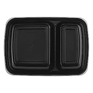 TIYA Takeout Food Containers - 32 oz Bulk 150 Pack with Lids - Plastic Compartment Storage To-Go Boxes - Reusable, Microwavable, Dishwasher Safe - Leak Proof for Restaurants and Meal Prep