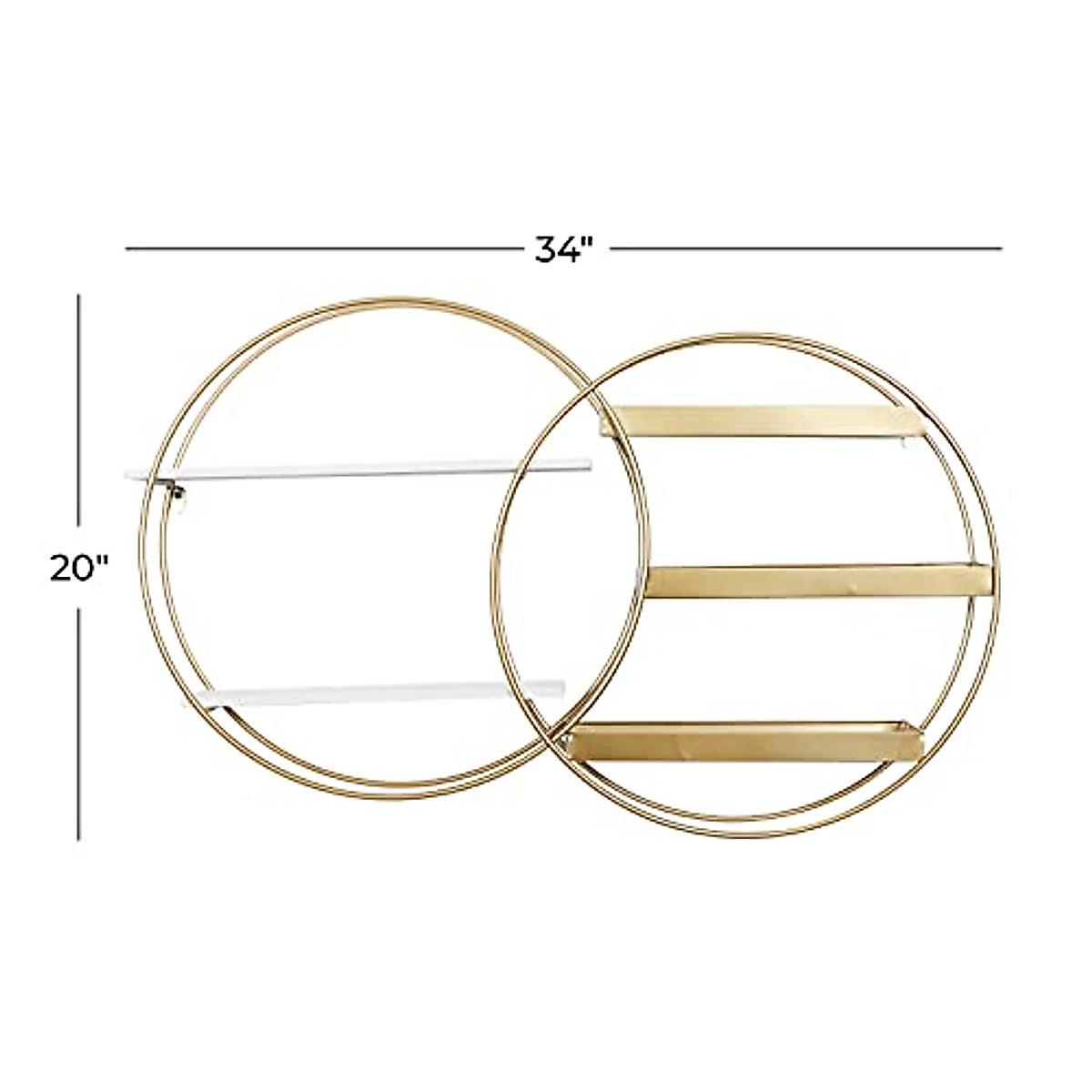 Deco 79 Metal Round 5 Shelf Wall Shelf, 34" x 18" x 20", Gold
