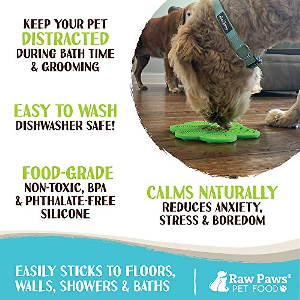 Raw Paws Lick Pad Mat for Dogs & Cats, 2-ct - Boredom Busters for Dogs in Shower, Floor & Wall - Licking Mat for Dogs - Dog Distraction Mat - Dog Slow Feeder Mat - Interactive Mat for Calming Anxiety