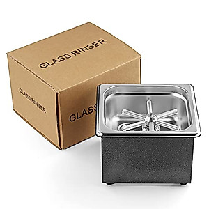 YBB Steaming Pitcher Rinser, Glass Cleaning Rinser for Bar Cafe Pan Dimensions Rinser with Base (7.1" x 6.7" x 4.7") (Silver)