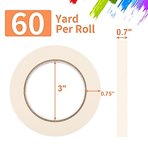 KICNIC White Masking Tape 1 Pack, General Purpose Painter's Tape 0.7inch x 60yard, Beige Crepe Paper Tape for Painting, Labeling, Packing, Craft, Art