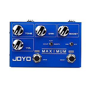 JOYO R-05 Maximum Overdrive Dual Channel Pedal Bundle with DC 9V Pedal Power Supply (800mA -1A) AC Adapter