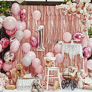 Crosize 3 Pack Backdrop Curtain, 3.3 x 9.9 ft Rose Gold Foil Fringe, Streamers Birthday Party Decorations, Tinsel Curtain for Parties, Photo Booth, Party Decor
